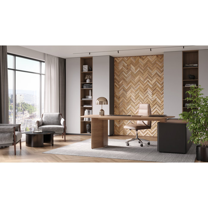 Wall!Supply UltraWood Teak Herringbone Jointless Wall Paneling | Wayfair